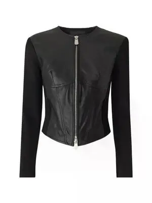 Pinko Leather Bustier Zip-up Jacket