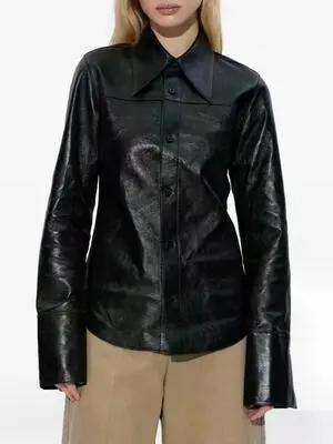 AMI Paris Panelled Leather Shirt