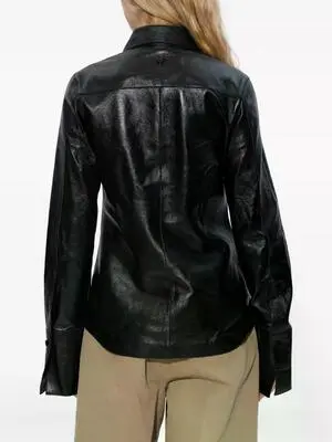 AMI Paris Panelled Leather Shirt