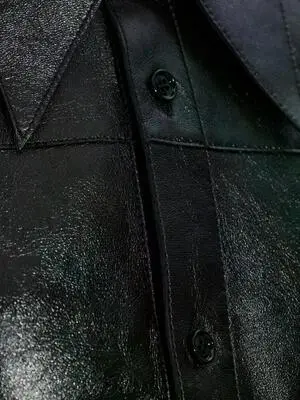 AMI Paris Panelled Leather Shirt