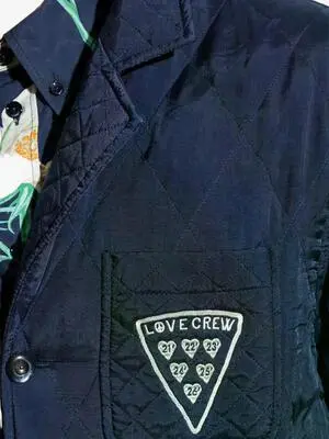 Kenzo Badges Quilted Workwear Jacket - Blue