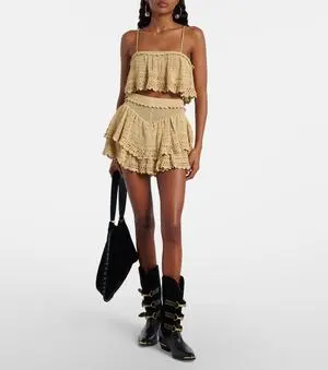 Isabel Marant Étoile Oraviel Beaded Crochet Crop Top - Beige