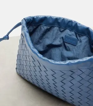 Bottega Veneta Intrecciato Leather Pouch - Blue
