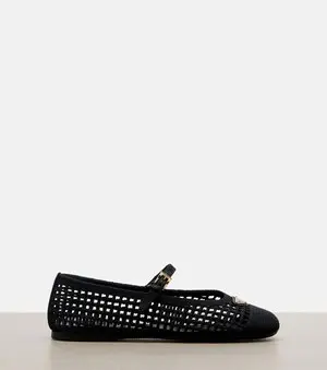 Prada Crochet Mary Jane Flats - Black