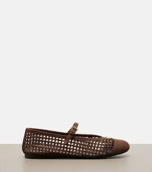 Prada Crochet Mary Jane Flats - Brown