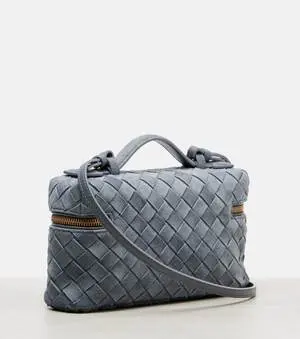 Bottega Veneta Intrecciato Suede Vanity Bag - Grey