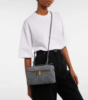 Bottega Veneta Intrecciato Suede Vanity Bag - Grey