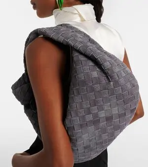 Bottega Veneta Jodie Intrecciato Medium Suede Tote - Grey