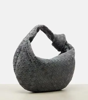 Bottega Veneta Jodie Intrecciato Medium Suede Tote - Grey