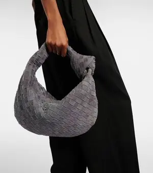 Bottega Veneta Jodie Intrecciato Medium Suede Tote - Grey