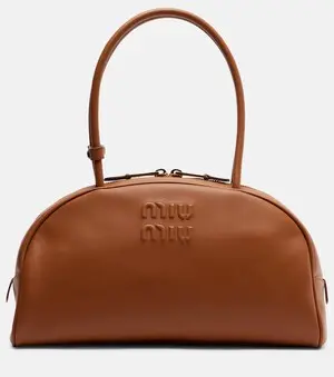 Miu Miu Beau Large Leather Shoulder Bag - Brown