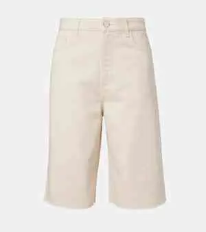 RÓHE Denim Bermuda Shorts With Raw Hem - Beige