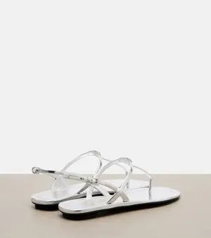 Prada Metallic Leather Sandals - Silver