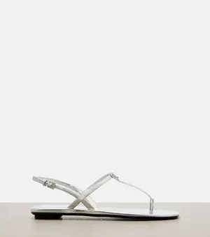 Prada Metallic Leather Sandals - Silver