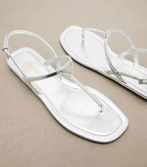 Prada Metallic Leather Sandals
