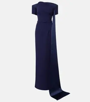 Safiyaa Giorgia Off-shoulder Crêpe Gown - Blue
