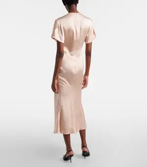 Victoria Beckham Eve Gathered Satin Crêpe Midi Dress - Pink