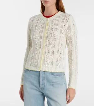 Velvet By Graham & Spencer Daisy Pointelle Cotton-blend Cardigan - White