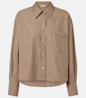 Vince Checked Cotton-blend Shirt - Brown