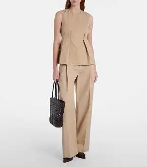 Vince Pleated Peplum Top - Beige