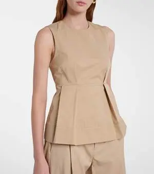 Vince Pleated Peplum Top - Beige