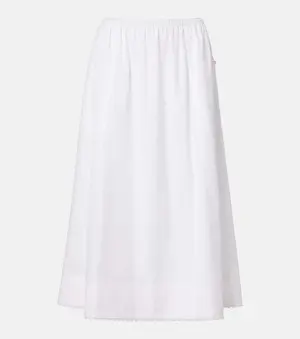 Vince Scalloped Cotton Poplin Midi Skirt - White