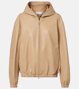Nour Hammour Leo Leather Zip-up Hoodie