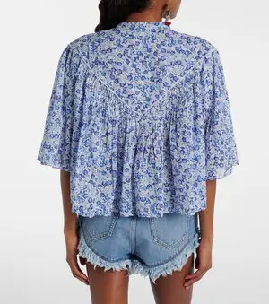 MARANT ETOILE Floral Organic Cotton Veelia Top - Blue