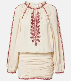 MARANT ETOILE Ludy Embroidered Cotton Minidress - Beige