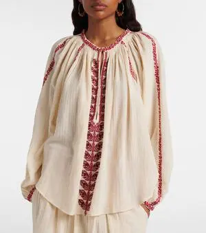 MARANT ETOILE Lena Embroidered Blouse - Beige