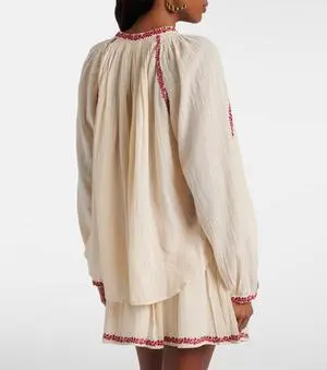 MARANT ETOILE Lena Embroidered Blouse - Beige