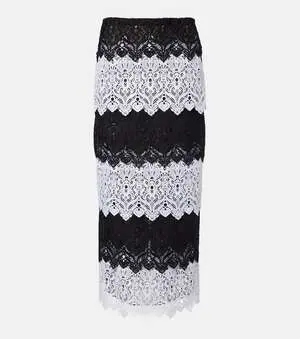 Carolina Herrera Lace Midi Skirt - Black