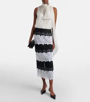 Carolina Herrera Lace Midi Skirt - Black