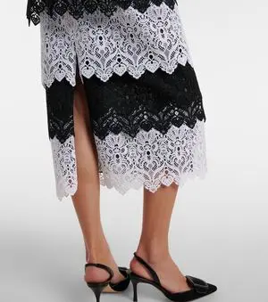 Carolina Herrera Lace Midi Skirt - Black