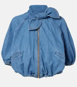 PATOU Tie-neck Denim Jacket - Blue