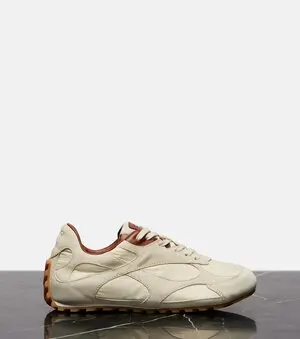 Bottega Veneta Orbit Flash Suede-trimmed Sneakers - Beige