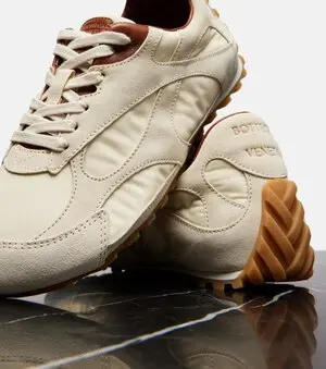 Bottega Veneta Orbit Flash Suede-trimmed Sneakers - Beige