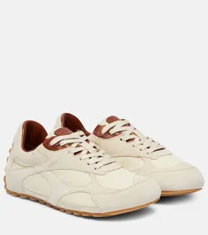 Bottega Veneta Bottega Veneta Orbit Flash Suede-Trimmed Sneakers Beige