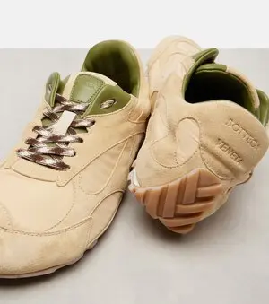 Bottega Veneta Orbit Flash Suede-trimmed Sneakers - Beige