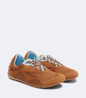 Bottega Veneta Orbit Flash Suede-trimmed Sneakers - Brown