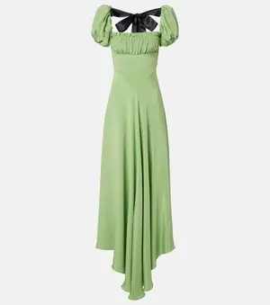 RODARTE Puff-sleeve Silk Crepe Maxi Dress