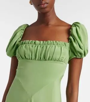 RODARTE Puff-sleeve Silk Crepe Maxi Dress