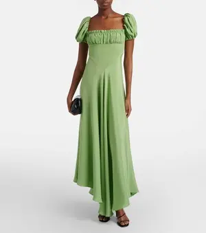 RODARTE Puff-sleeve Silk Crepe Maxi Dress