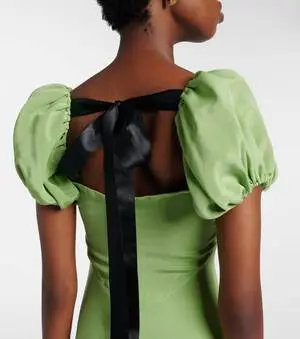 RODARTE Puff-sleeve Silk Crepe Maxi Dress