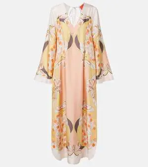 La DoubleJ Twin Flame Printed Silk Twill Maxi Dress - Multicoloured