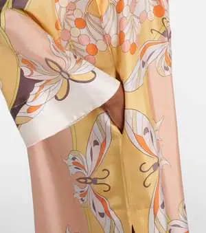 La DoubleJ Twin Flame Printed Silk Twill Maxi Dress