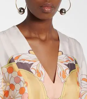 La DoubleJ Twin Flame Printed Silk Twill Maxi Dress