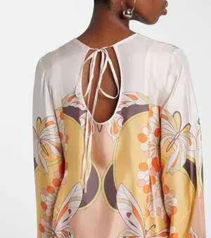 La DoubleJ Twin Flame Printed Silk Twill Maxi Dress