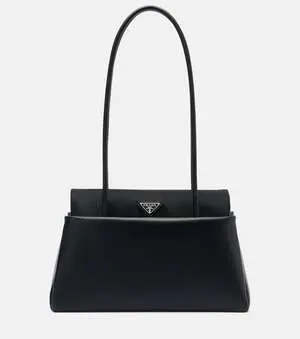 Prada Passage Medium Leather Shoulder Bag - Black
