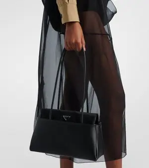 Prada Passage Medium Leather Shoulder Bag - Black
